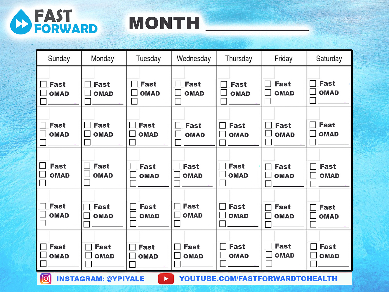 Blank Monthly Printable Fasting Tracker Calendars - Tools: Calendars ...